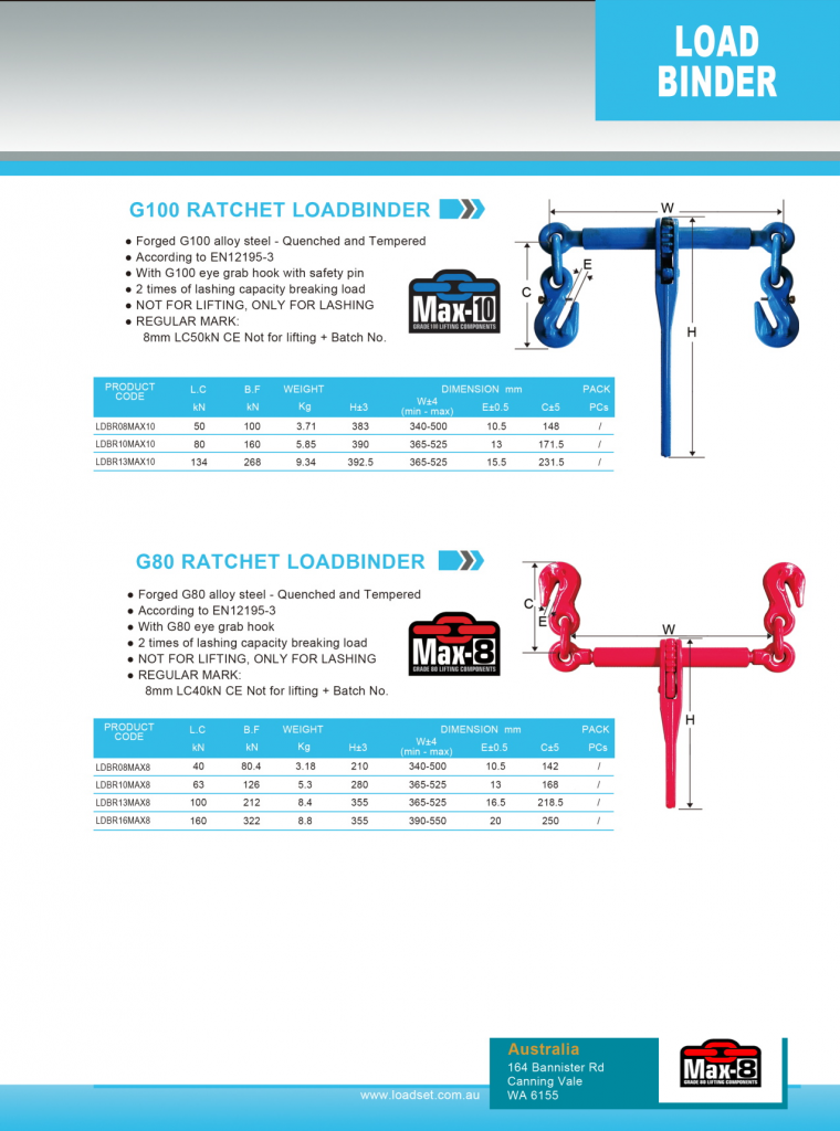 Ratchet Load Binder - New Height Lifting - Lashing Equipment - Tie Downs